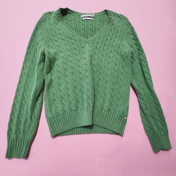 Tommy Hilfiger | Sweaters | Vintage 99s 90s Tommy Hilfiger Green Cable ...